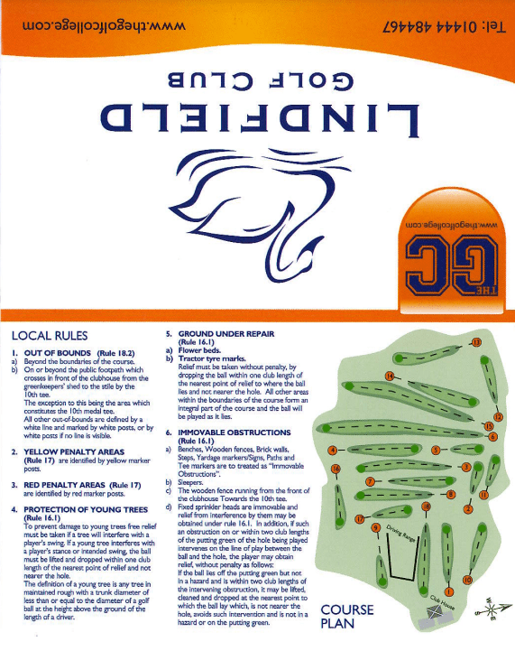 Score Card - Lindfield Golf Club